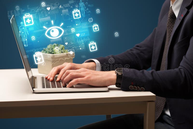 Hand Browsing on the Internet for Medical Issues Stock Image - Image of ...