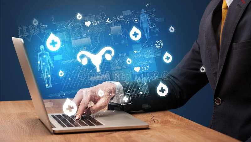 Hand Browsing on the Internet for Medical Issues Stock Illustration ...