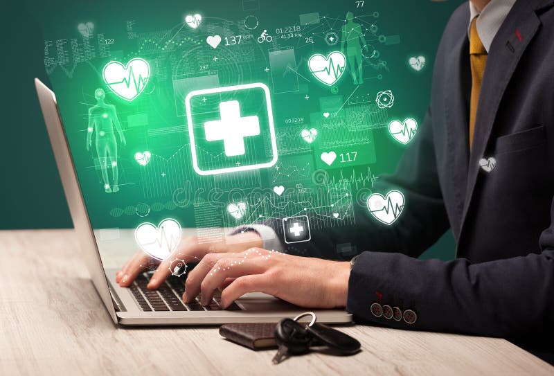 Hand Browsing on the Internet for Medical Issues Stock Image - Image of ...