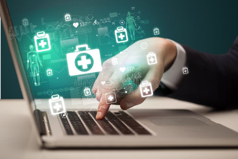 Hand Browsing on the Internet for Medical Issues Stock Image - Image of ...