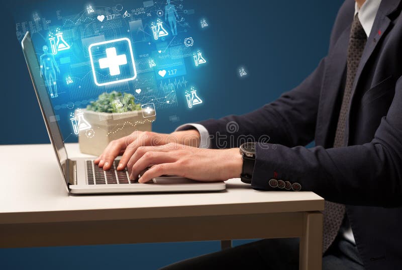 Hand Browsing on the Internet for Medical Issues Stock Illustration ...