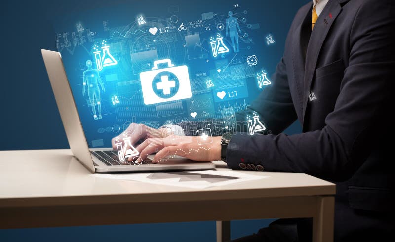 Hand Browsing on the Internet for Medical Issues Stock Illustration ...