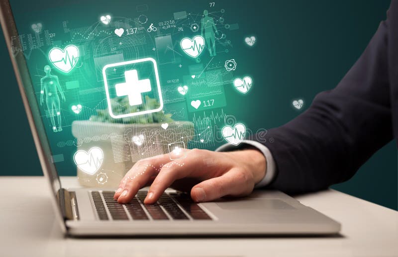 Hand Browsing on the Internet for Medical Issues Stock Photo - Image of ...