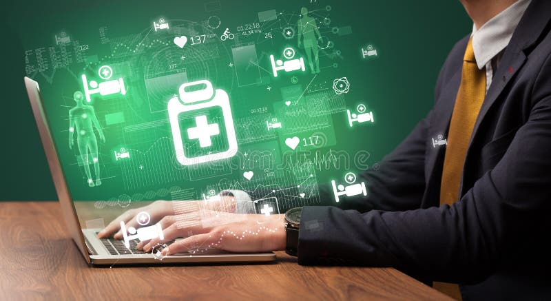 Hand Browsing on the Internet for Medical Issues Stock Image - Image of ...