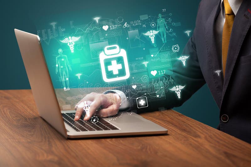 Hand Browsing on the Internet for Medical Issues Stock Photo - Image of ...