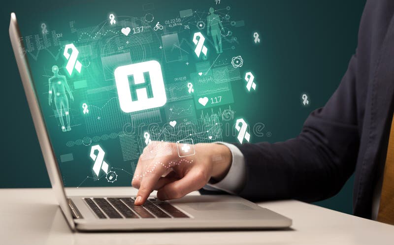 Hand Browsing on the Internet for Medical Issues Stock Image - Image of ...