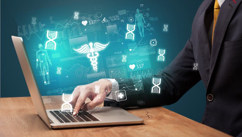 Hand Browsing on the Internet for Medical Issues Stock Image - Image of ...