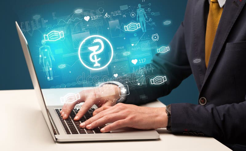 Hand Browsing on the Internet for Medical Issues Stock Photo - Image of ...