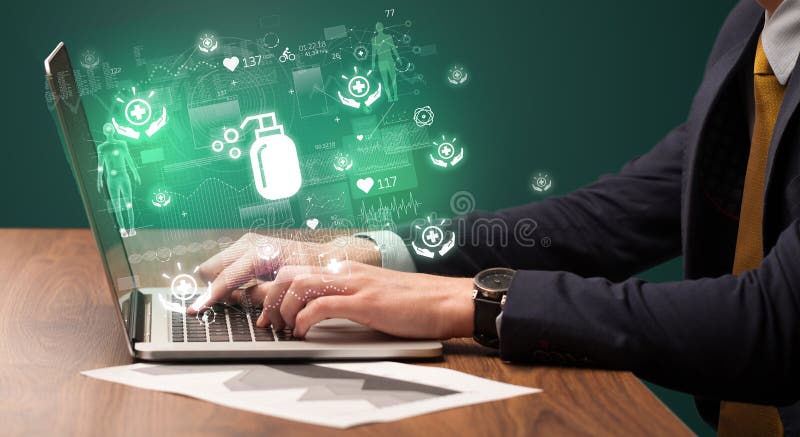 Hand Browsing on the Internet for Medical Issues Stock Image - Image of ...