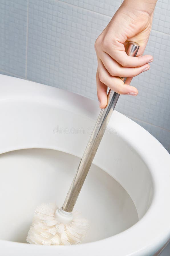Hand brushing a toilet stock image. Image of interior - 36744001
