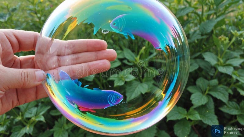 Hand in bubble generate ai stock illustration. Illustration of soap ...