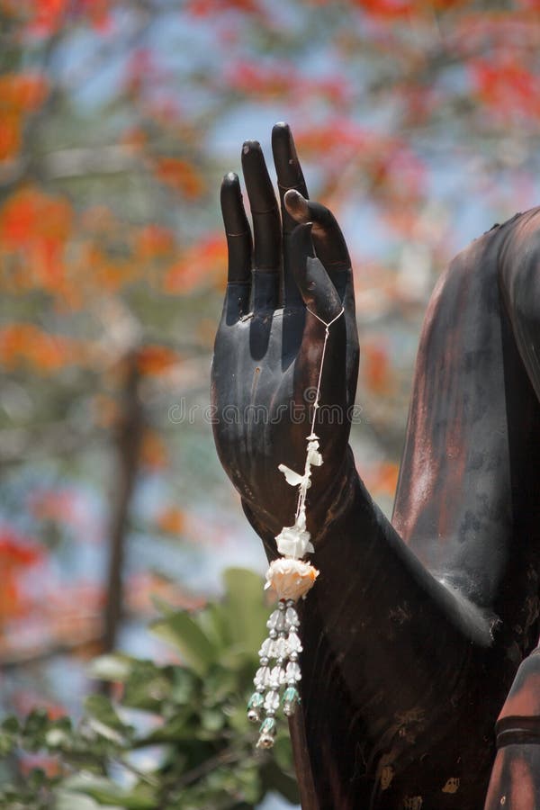 The Hand of the Buddha Statue in a Thai Temple Stock Photo - Image of ...