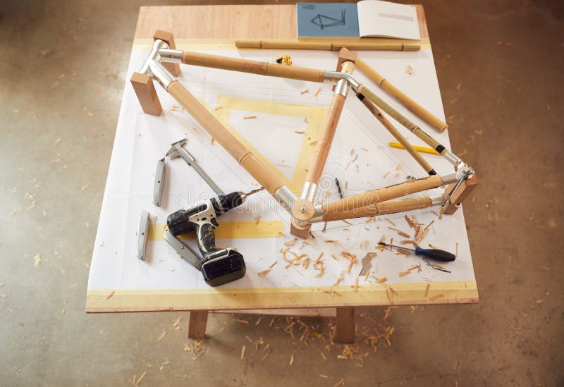 Hand Built Sustainable Bamboo Bicycle Frame Being Assembled in Workshop ...