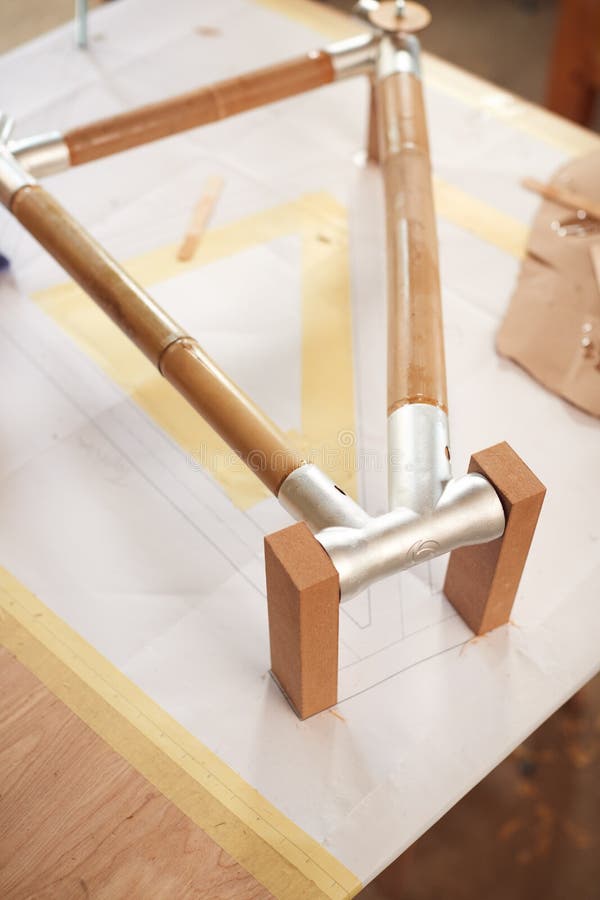 Hand Built Sustainable Bamboo Bicycle Frame Being Assembled in Workshop ...