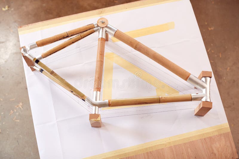 Hand Built Sustainable Bamboo Bicycle Frame Being Assembled in Workshop ...