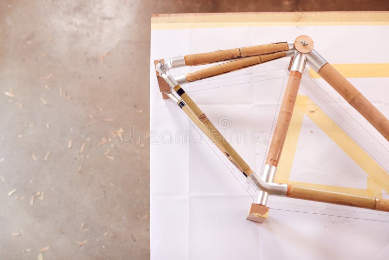 Hand Built Sustainable Bamboo Bicycle Frame Being Assembled in Workshop ...