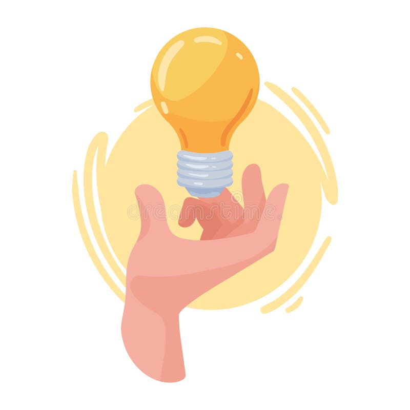 Hand with bulb stock vector. Illustration of bulb, electricity - 248281894