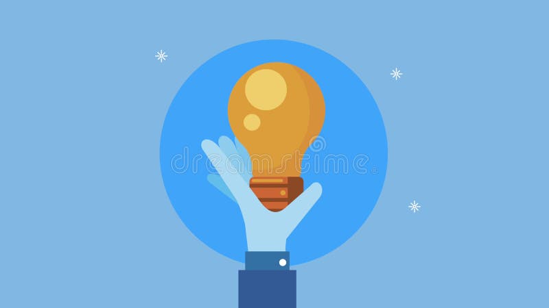 Hand with Bulb Light Animation Stock Video - Video of inspiration ...