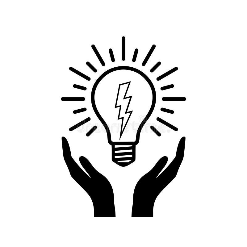 Hand Bulb Logo Design Isolated on White Background Stock Vector ...