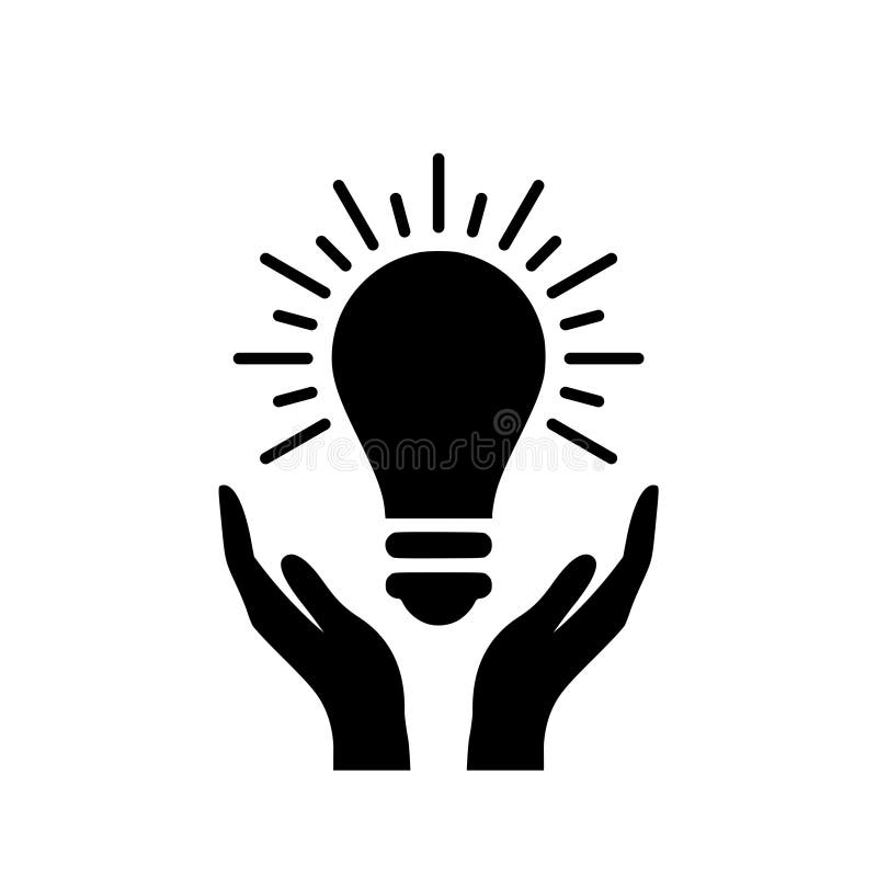 Hand Bulb Logo Design Isolated on White Background Stock Vector ...