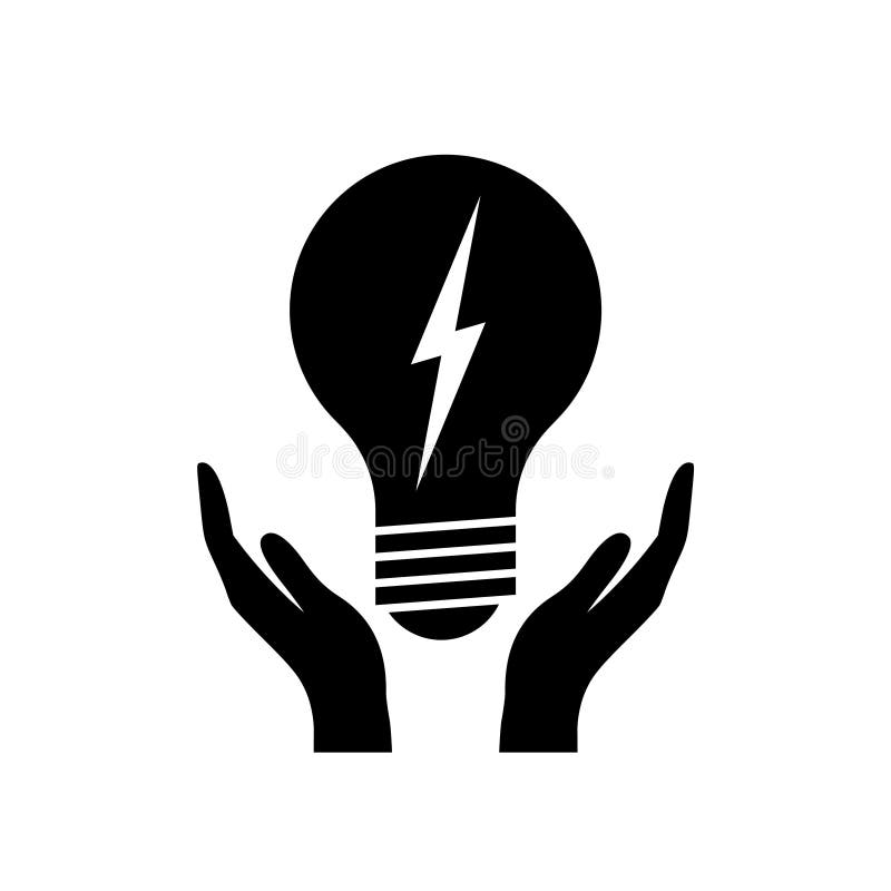 Hand Bulb Logo Design Isolated on White Background Stock Vector ...