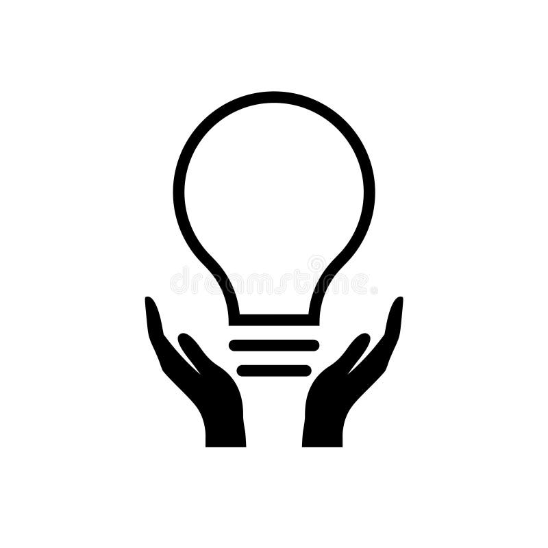 Hand Bulb Logo Design Isolated on White Background Stock Vector ...