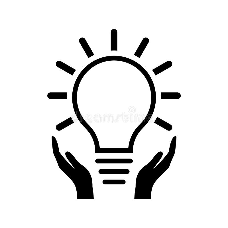 Hand Bulb Logo Design Isolated on White Background Stock Vector ...