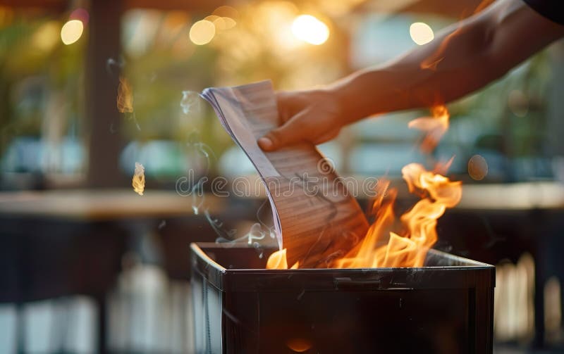 A Hand Burning Planner in Trash Bin. Good Enough, Low Expectations ...