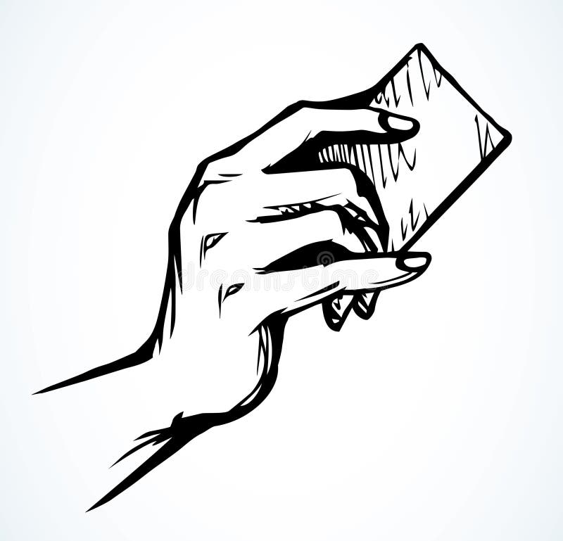 Hand with Business Card. Vector Drawing Stock Illustration ...