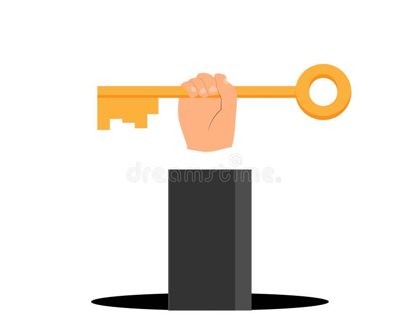 Hand of Business Man Holding a Key Isolated on White Stock Vector ...