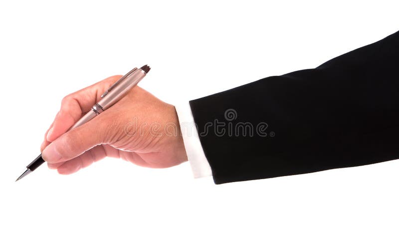 Hand of Business Man Holding Luxury Pen and Writing Stock Photo - Image ...