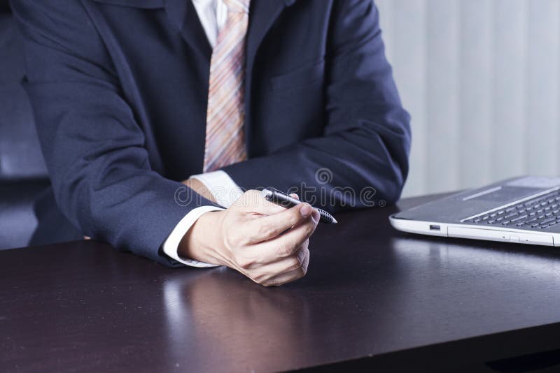Hand of Business Man Holding the Pen Stock Photo - Image of education ...