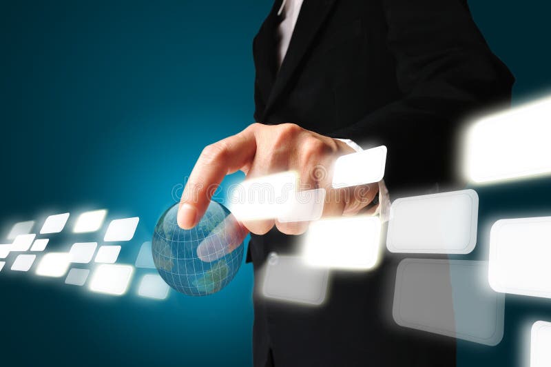 Hand of Business Man Pick Earth Globe Stock Photo - Image of plant ...