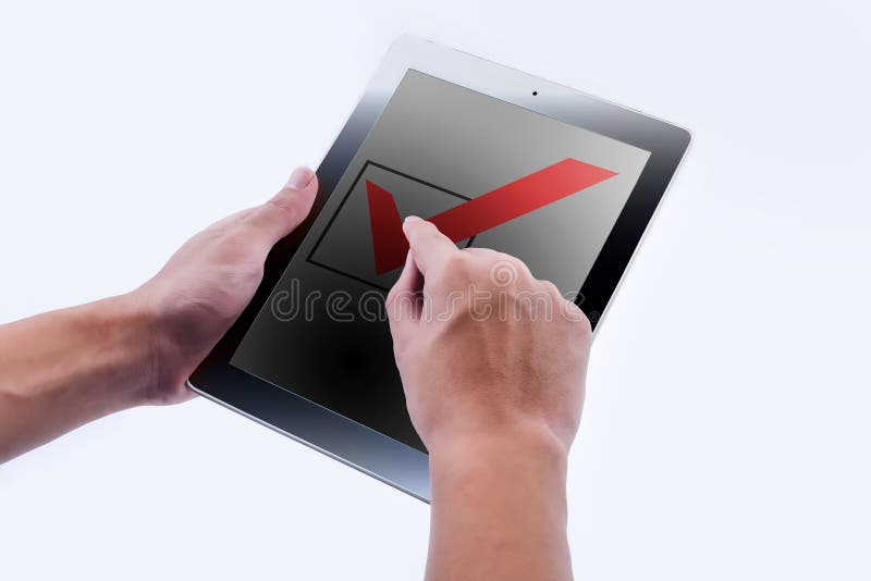 Hand of Business Man Point Check Mark Stock Photo - Image of finger ...