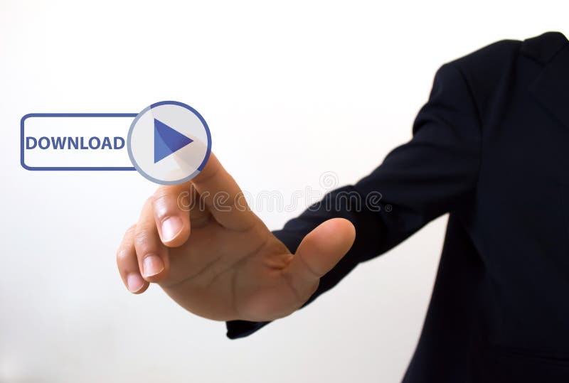 Hand Business Man Pushing on a Touch Button Interface Stock Image ...