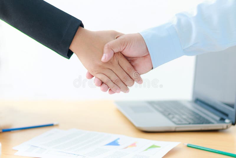 Hand of Business Man and Woman Hand Shake Metaphor Cooperation a Stock ...