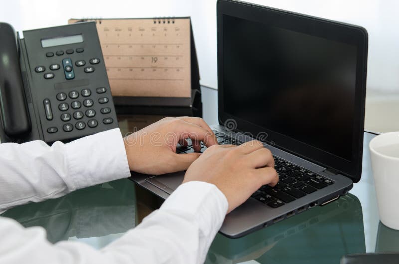 Hand of Business Man Working in Office Stock Image - Image of office ...