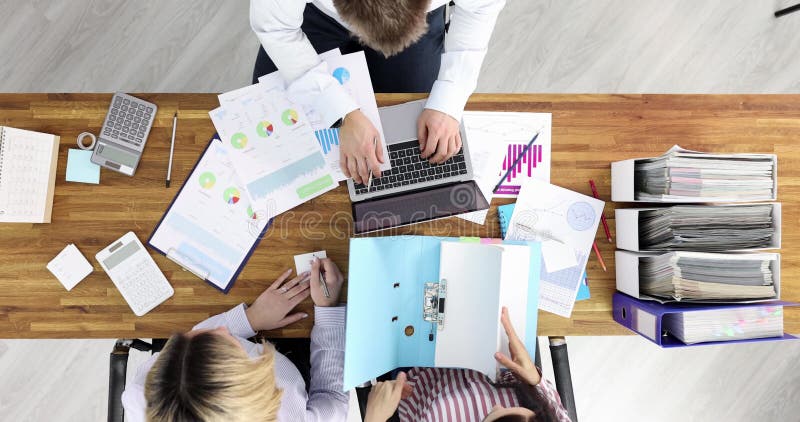 Hand of Business People in Team Discussing SEO Work and Paper Chart ...