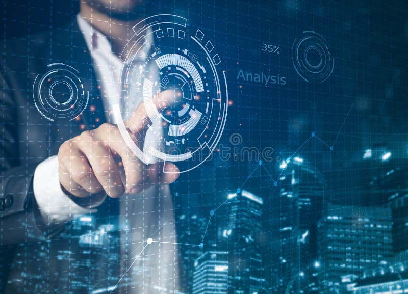 The Hand of Business People are Touching the Technology of the Future ...