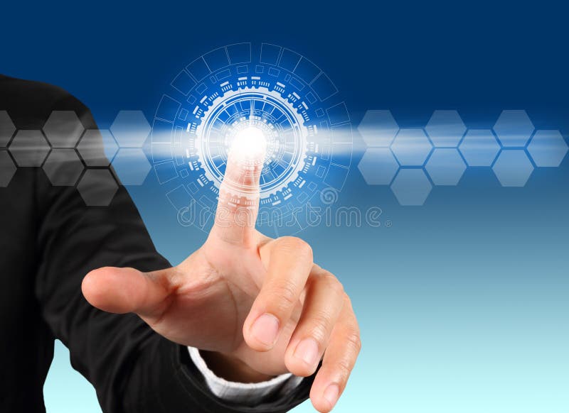 Hand Business Pressing Power Button Interface Technology Stock Photo ...