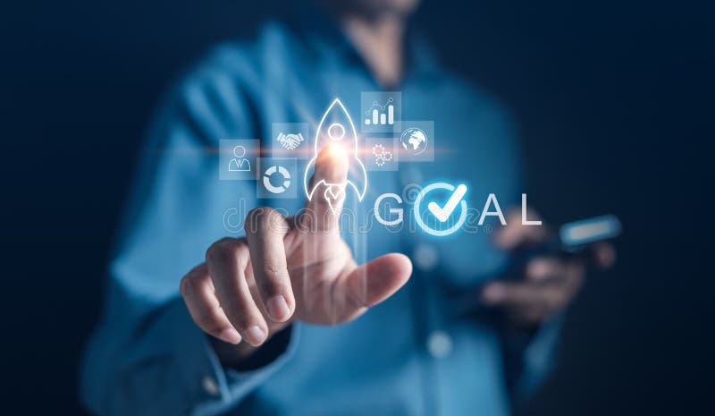 Hand Business with Rocket Launch Icon, Fast Start Up Business To Goal ...