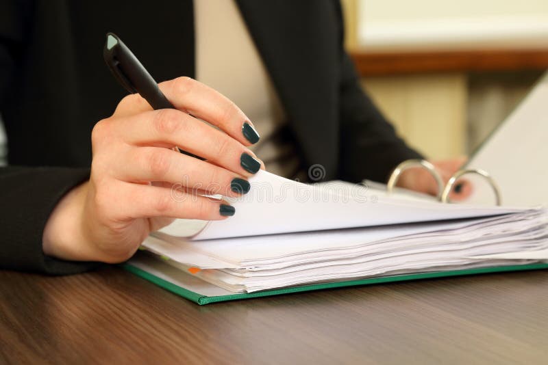 Hand of Business Woman with Document Viewer Stock Image - Image of boss ...