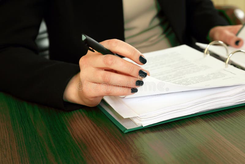 Hand of Business Woman with Document Viewer Stock Image - Image of ...