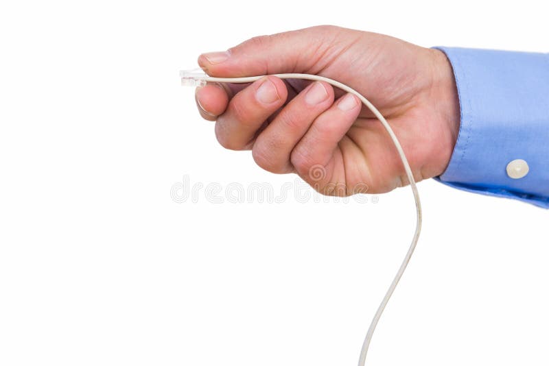 Man Hand with Cable and Flare Against Digitally Generated Network Icon ...