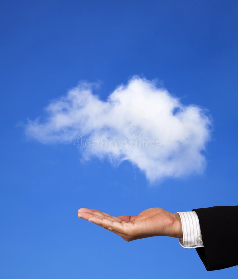 Hand of Businessman Hold a Cloud Stock Photo - Image of computing ...