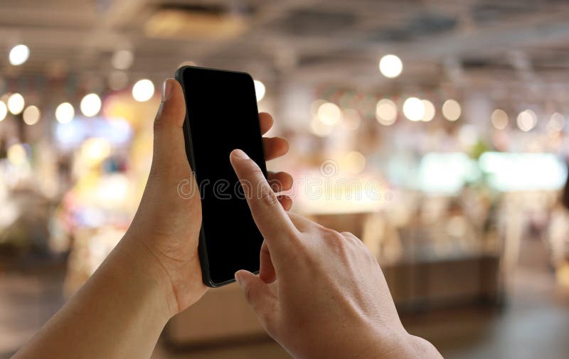 Hand of a Businessman Hold Smartphone and Use Finger Point To Empty ...