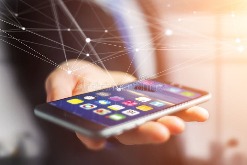 Hand of a Businessman Holding Smartphone with Operating System S Stock ...