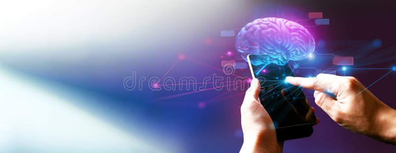 Hand of Businessman Interactive Touching a Holographic of Brain Network ...