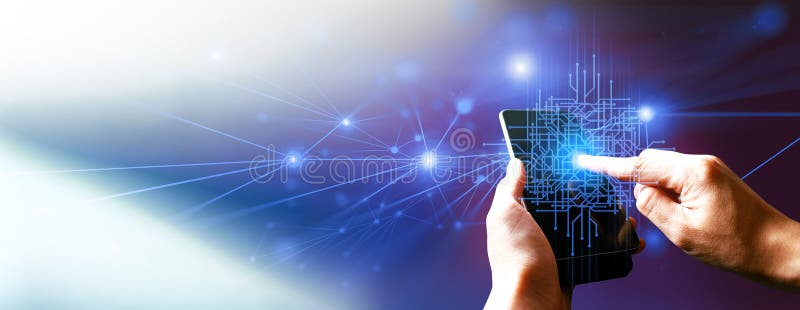 Hand of Businessman Interactive Touching a Holographic of Transaction ...