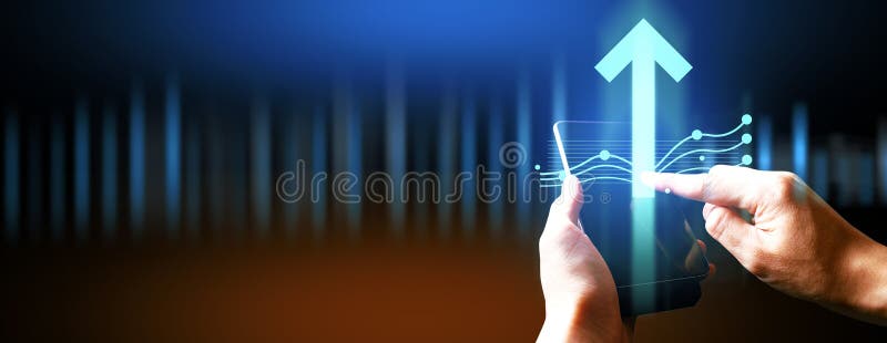 Businessman Interactive Touching a Holographic of Transaction Financial ...